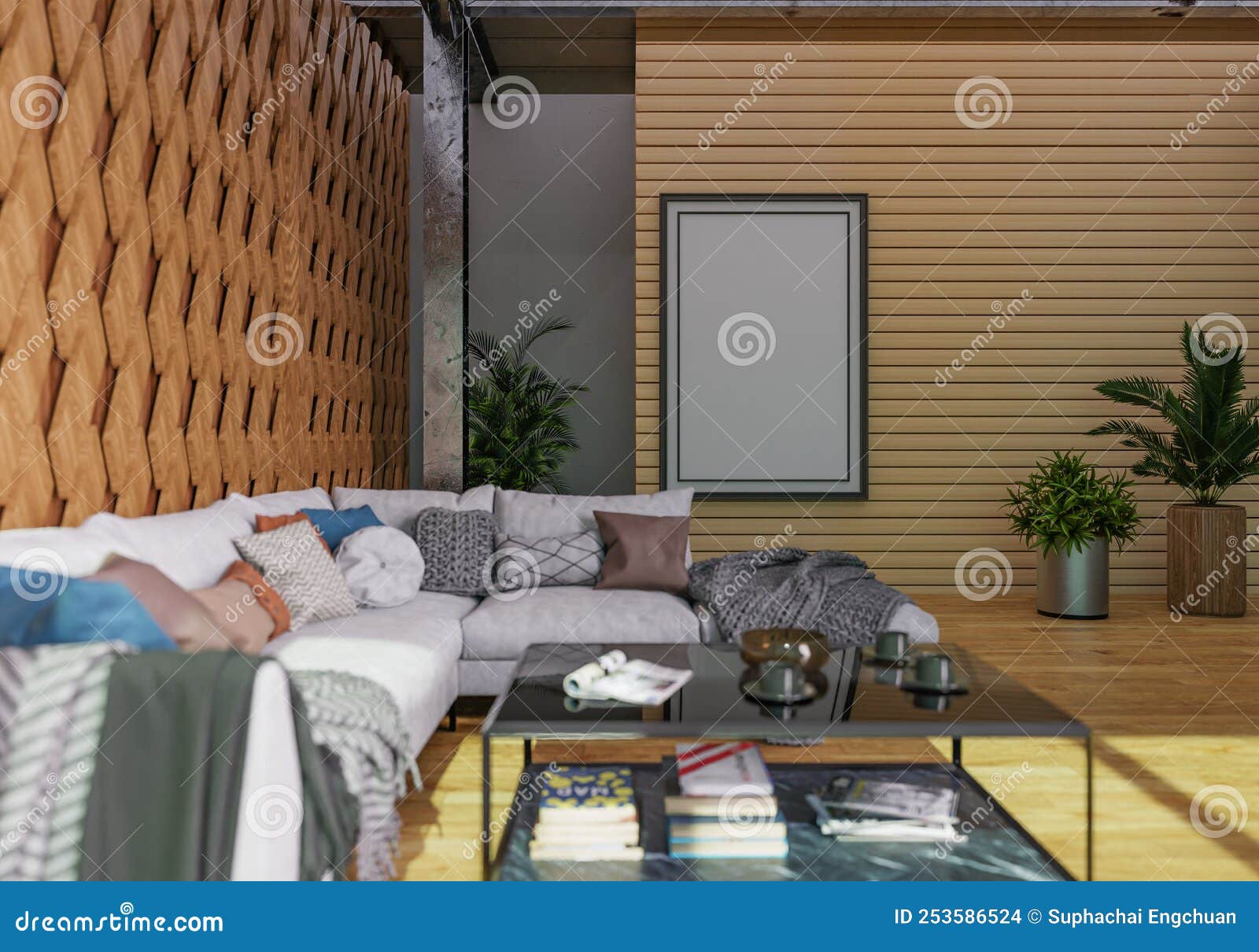 Minimal Interior Style Poster Mock Up the Living Room Wall. .copy Space ...