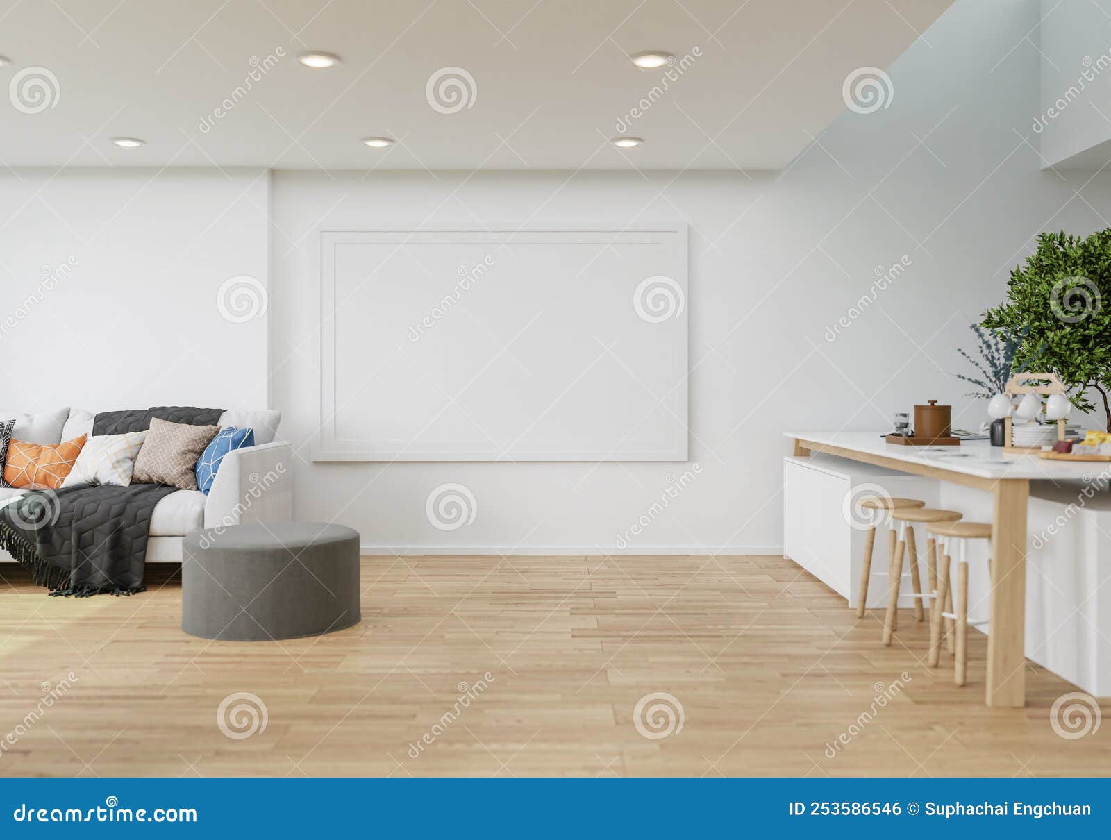 Minimal Interior Style Poster Mock Up the Living Room Wall. .copy Space ...