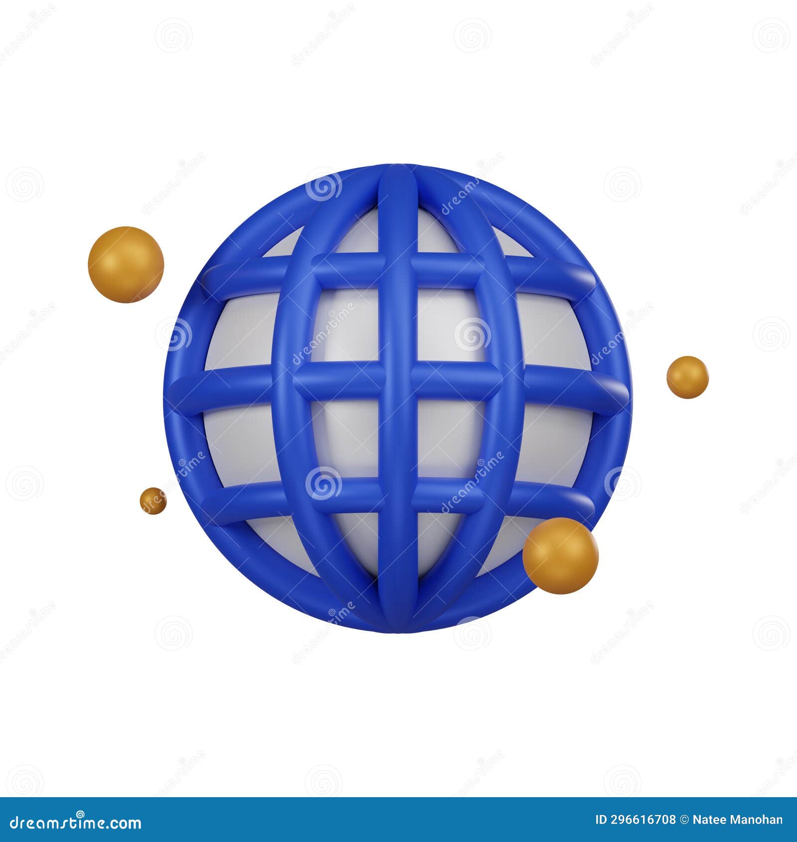 Minimal Internet Connection Globe Icon. 3d Render Isolated Illustration ...