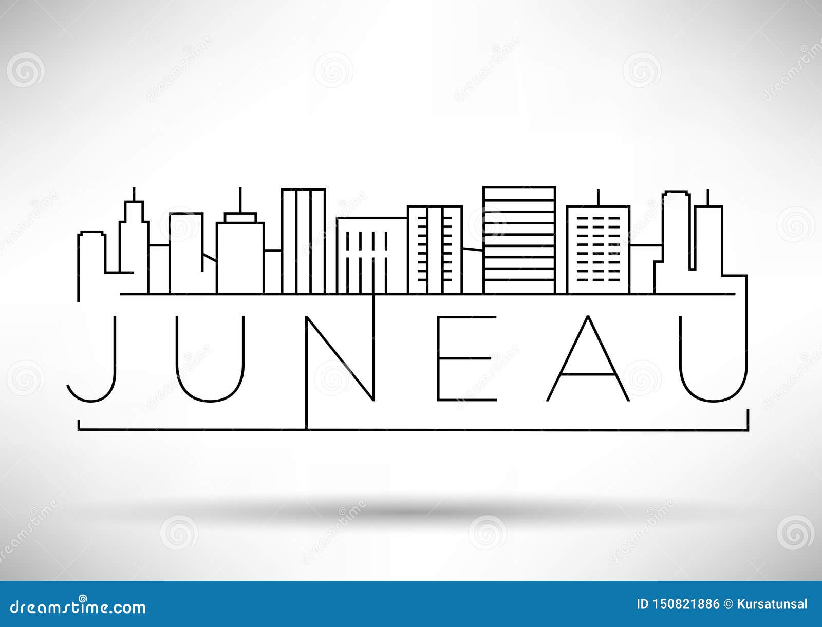 Minimal Juneau Linear City Skyline with Typographic Design Stock ...
