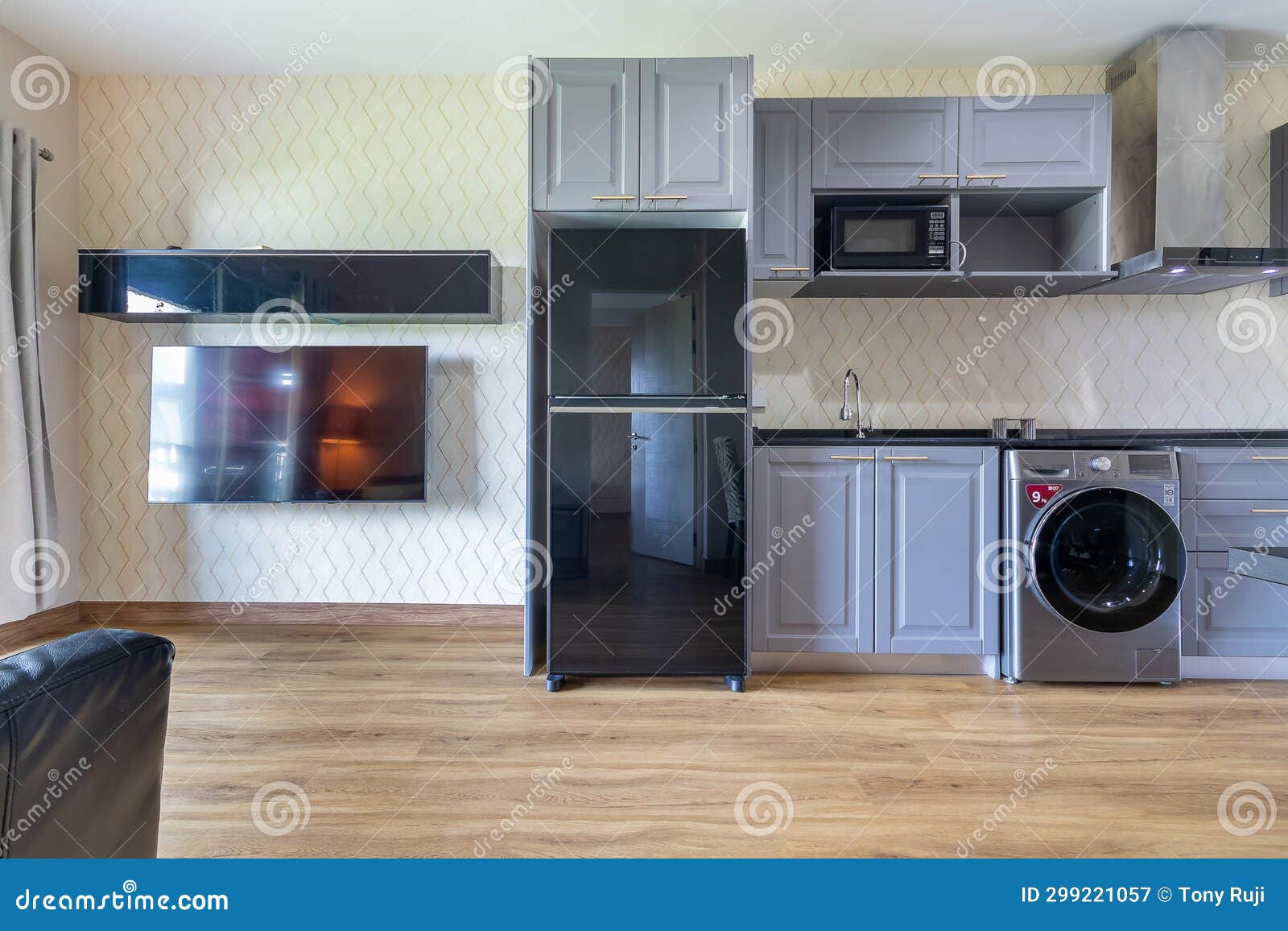 Minimal Kitchen Corner in Residence. Small Kitchen Counter Ideas Stock ...