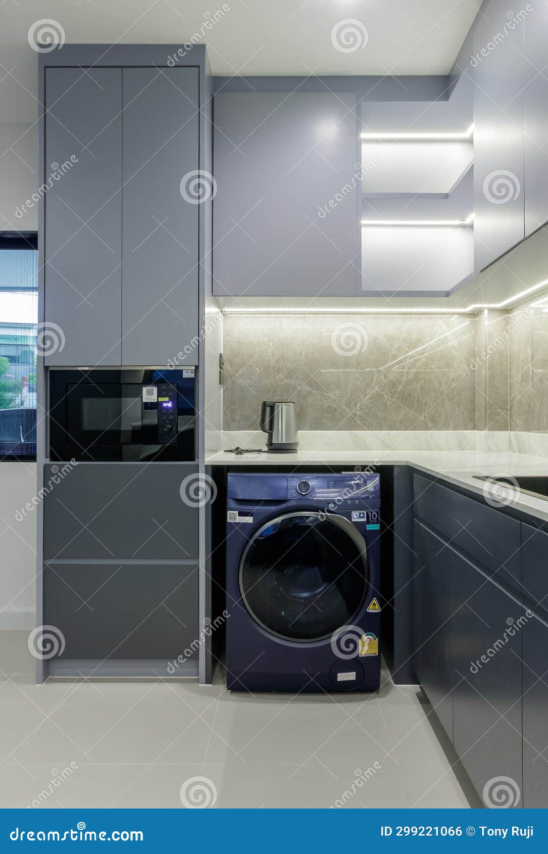 Minimal Kitchen Corner in Residence. Small Kitchen Counter Ideas Stock ...