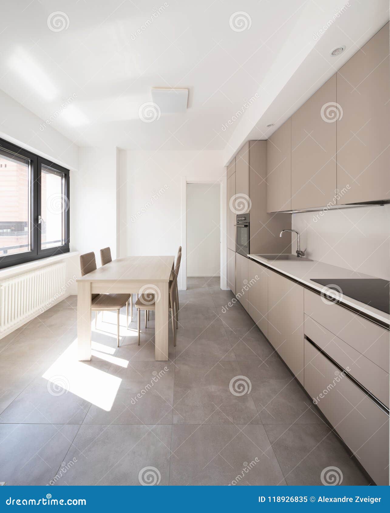 Minimal Kitchen in a Modern Apartment Stock Image - Image of design ...