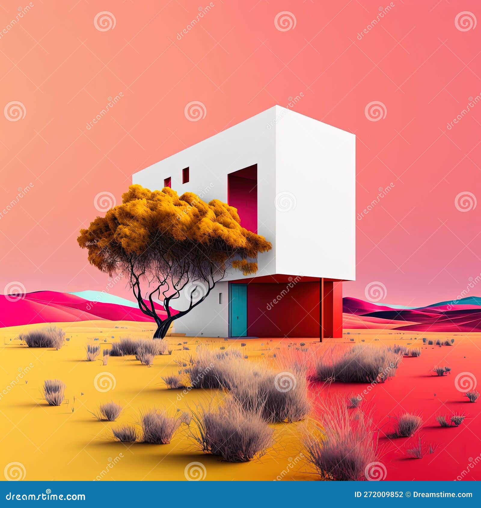 Minimal Landscape of Colour. Generative AI Stock Illustration ...