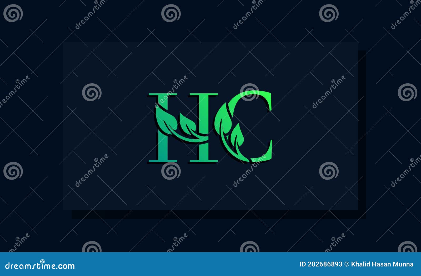 Minimal Leaf Style Initial HC Logo Stock Vector - Illustration of font ...