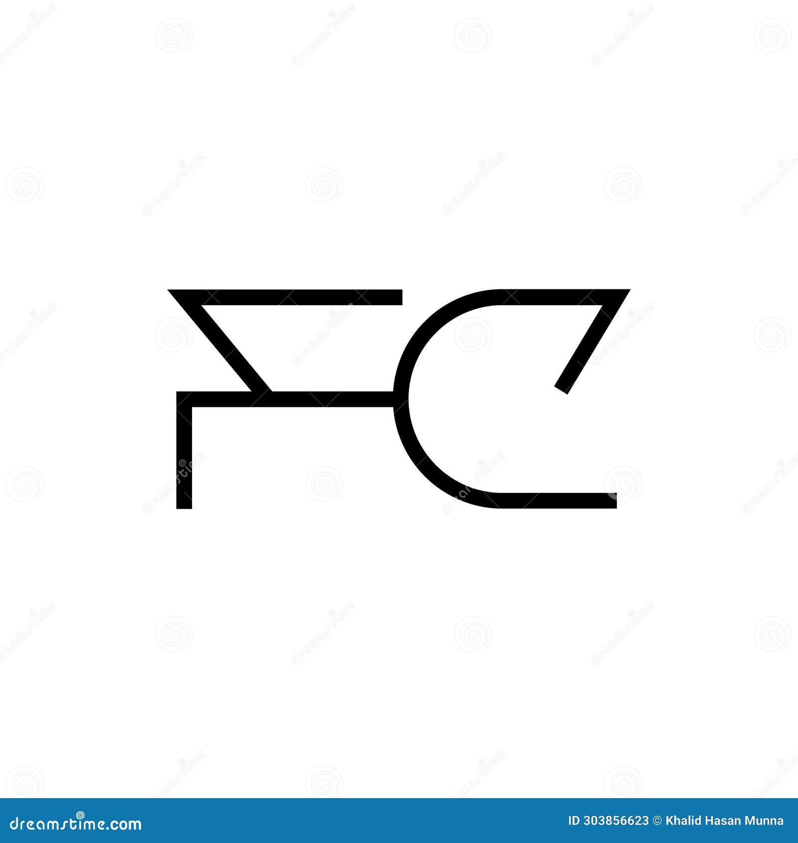 Minimal Letters FC Logo Design Stock Vector - Illustration of alphabet ...