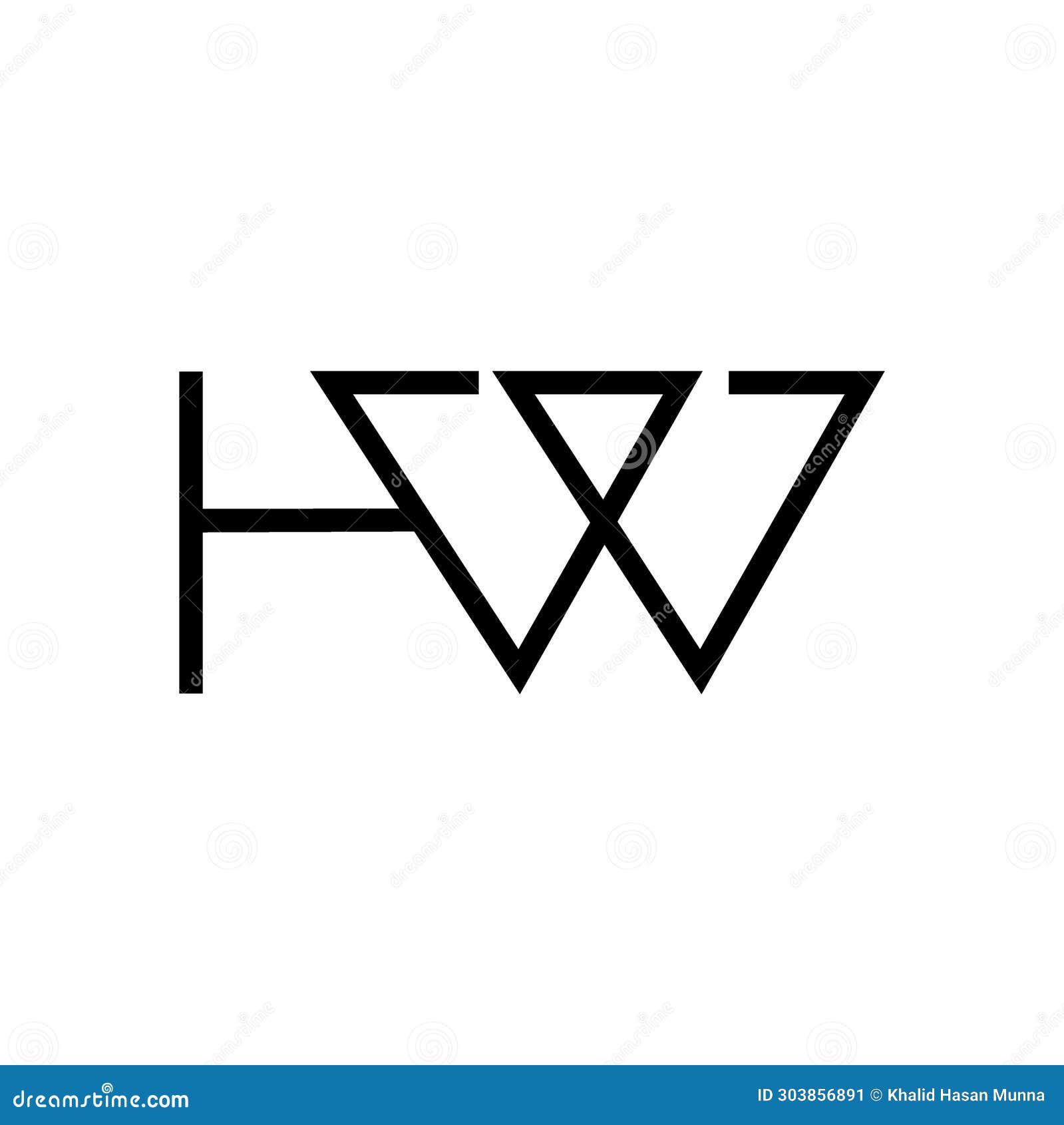 Minimal Letters HW Logo Design Stock Vector - Illustration of initial ...