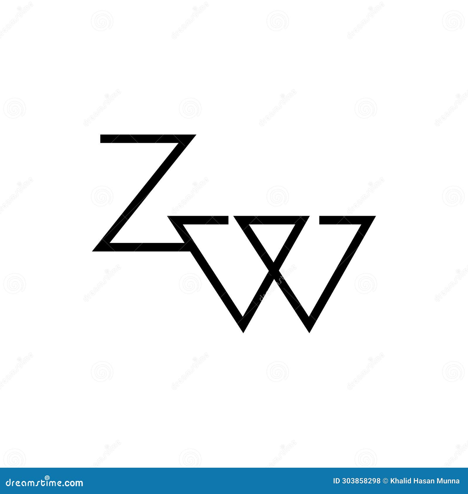 Minimal Letters ZW Logo Design Stock Vector - Illustration of line ...