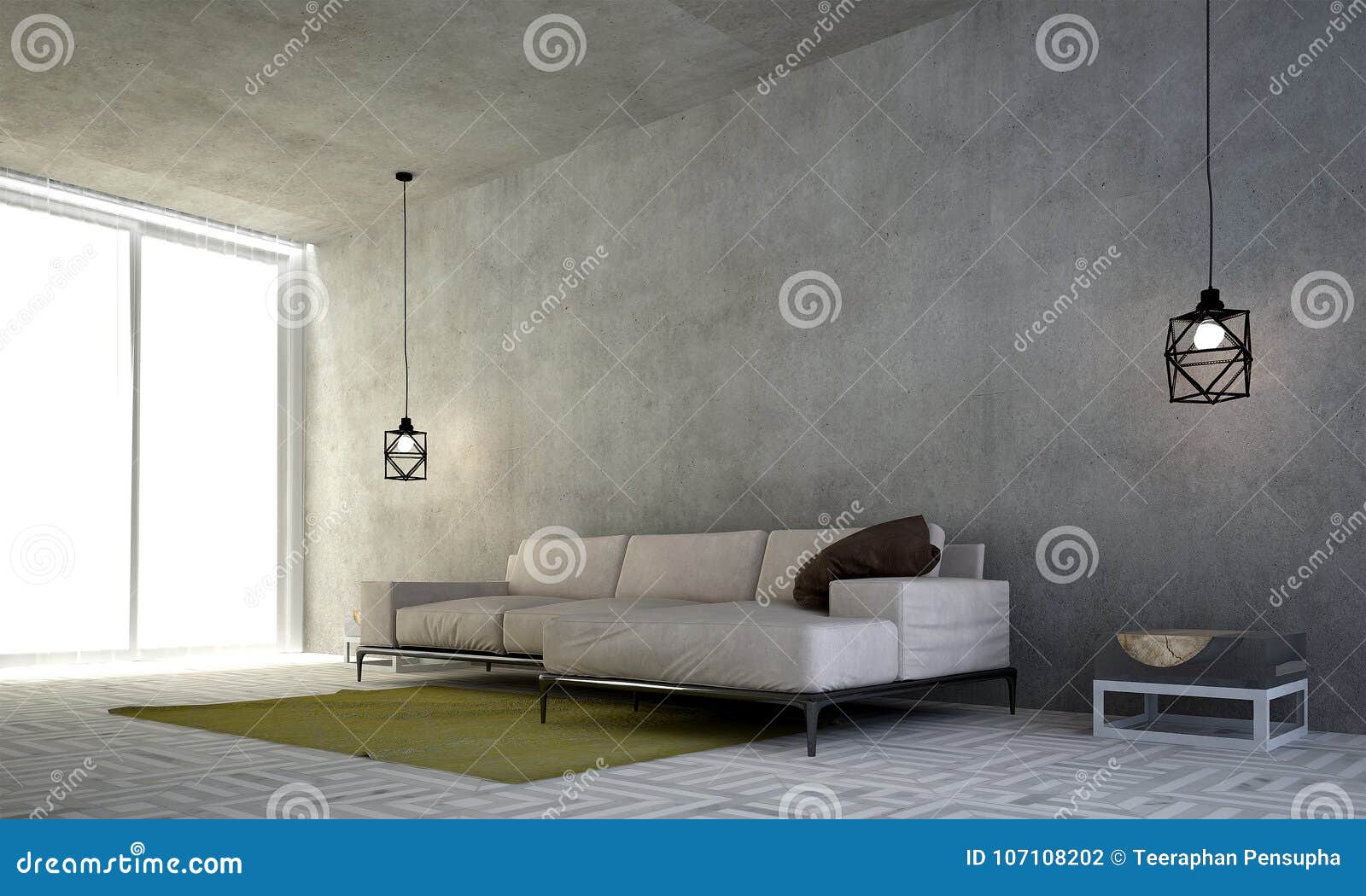 The Minimal Lounge And Living Room Interior Design And Concrete Wall ...
