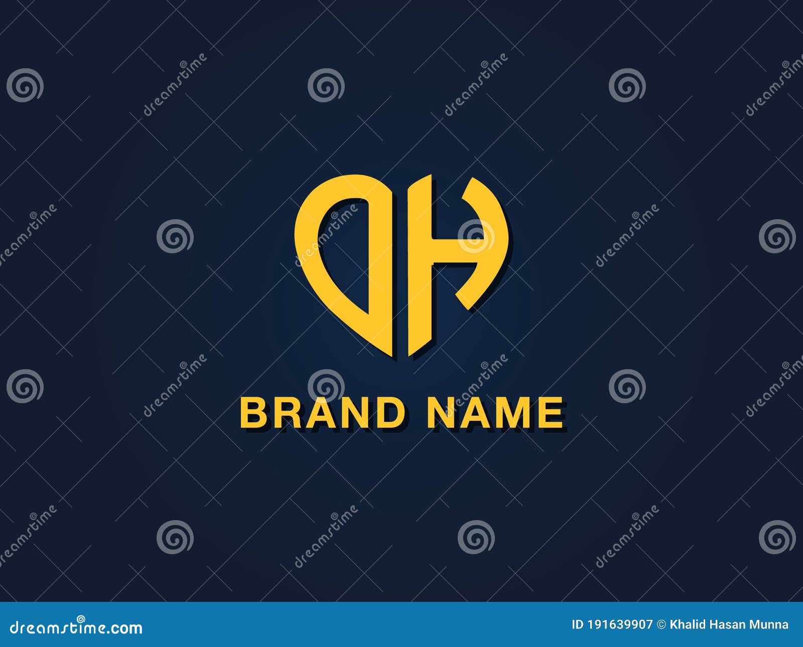 Minimal Love Initial Letter DH Logo Stock Vector - Illustration of ...