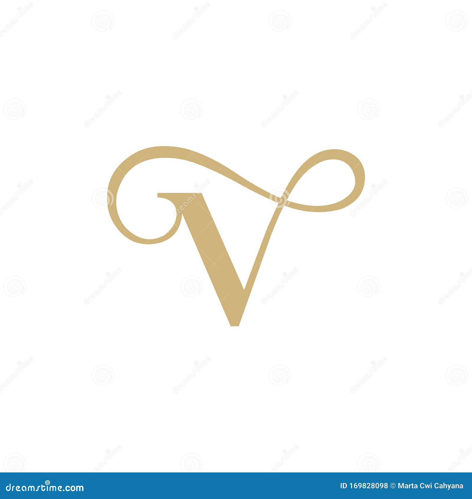 Minimal Luxury V Initial Based Golden Stock Vector - Illustration of ...