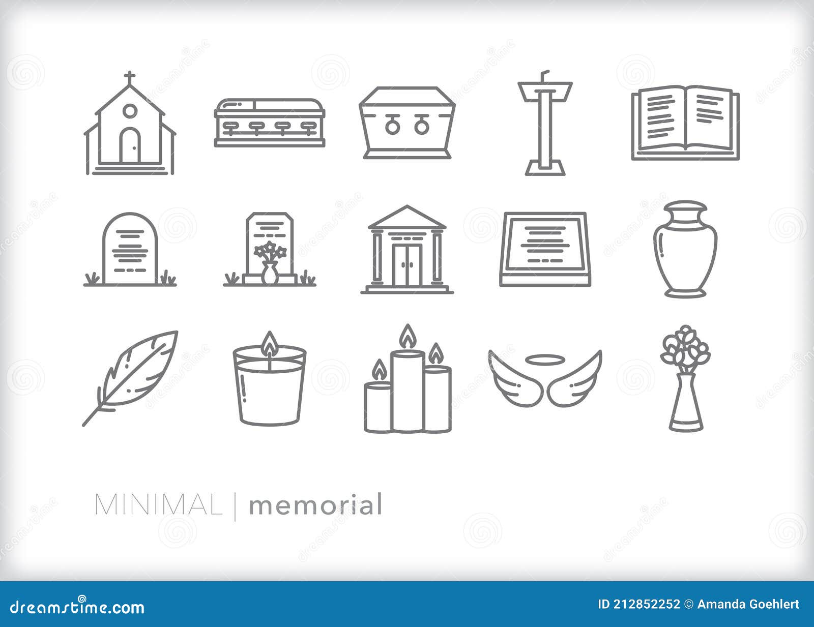 Memorial Icons for Death, Funeral and Cremation Stock Vector ...