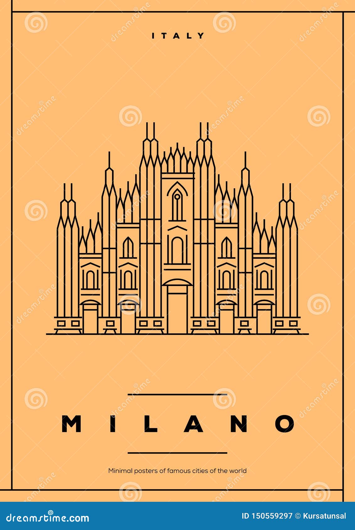 Minimal Milano City Poster Design Stock Illustration - Illustration of ...