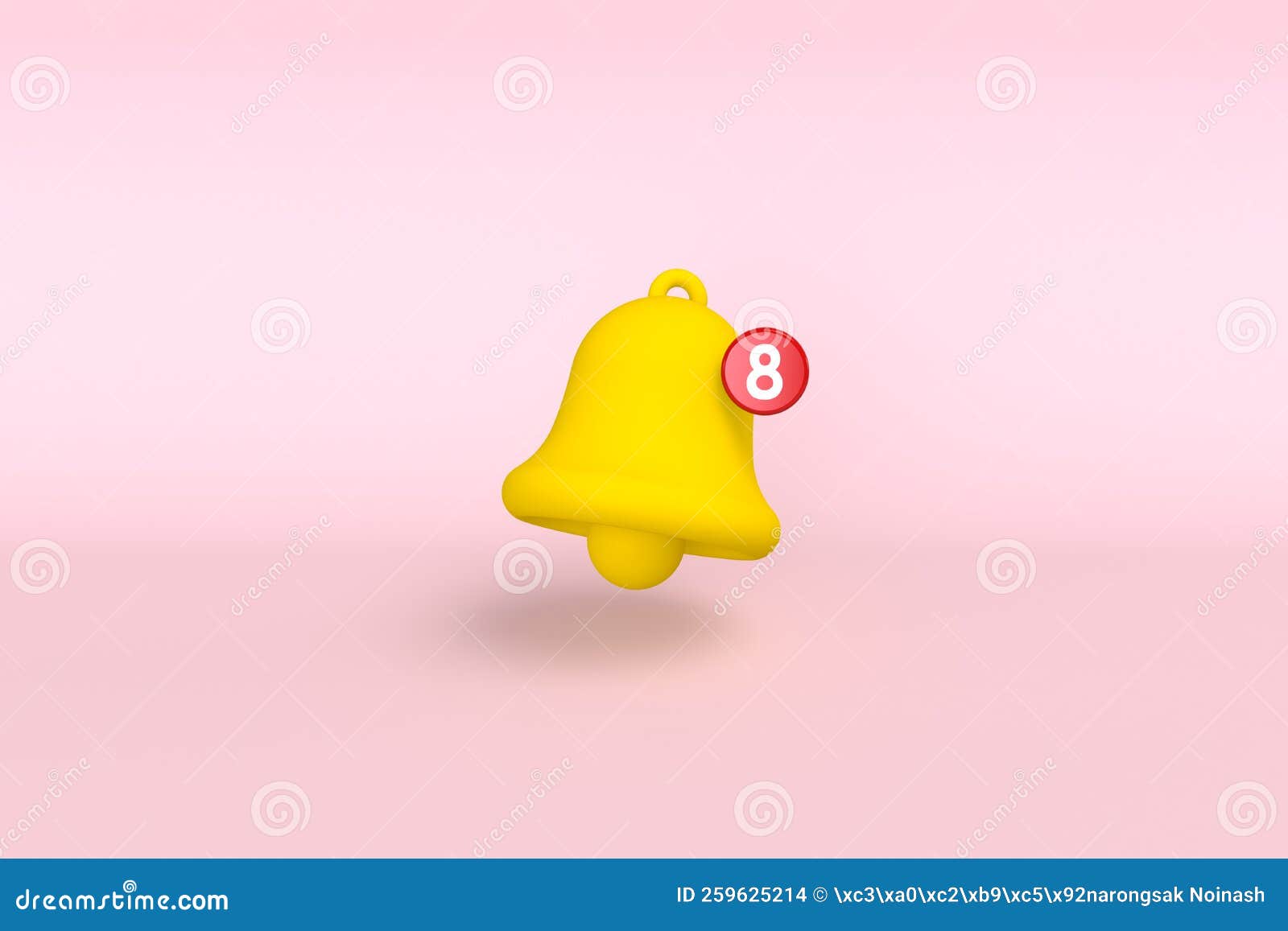 Minimal Notification Bell with New Notification on Pink Background. 3D ...