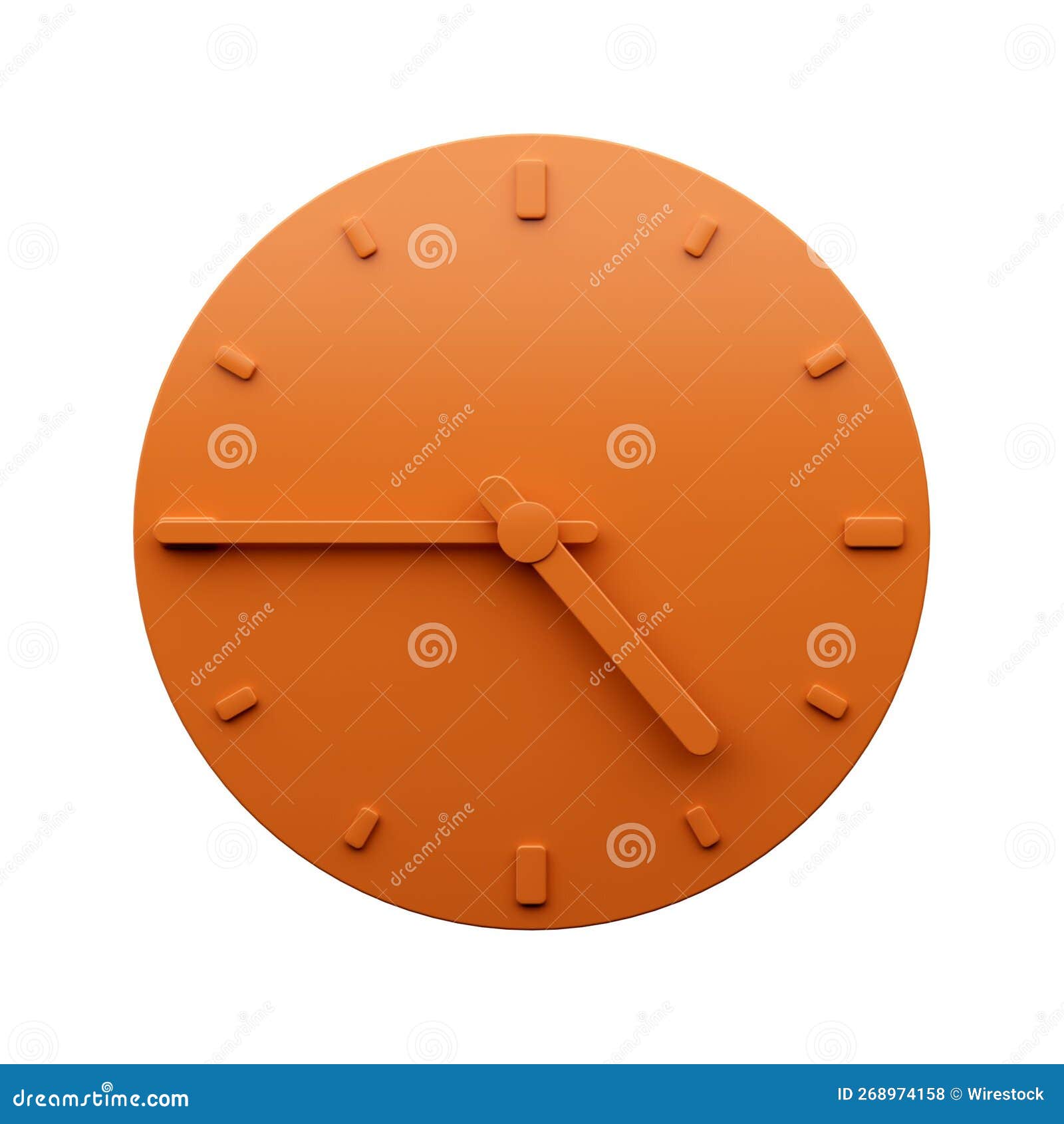 Minimal Orange Clock Isolated on a White Background Stock Illustration ...