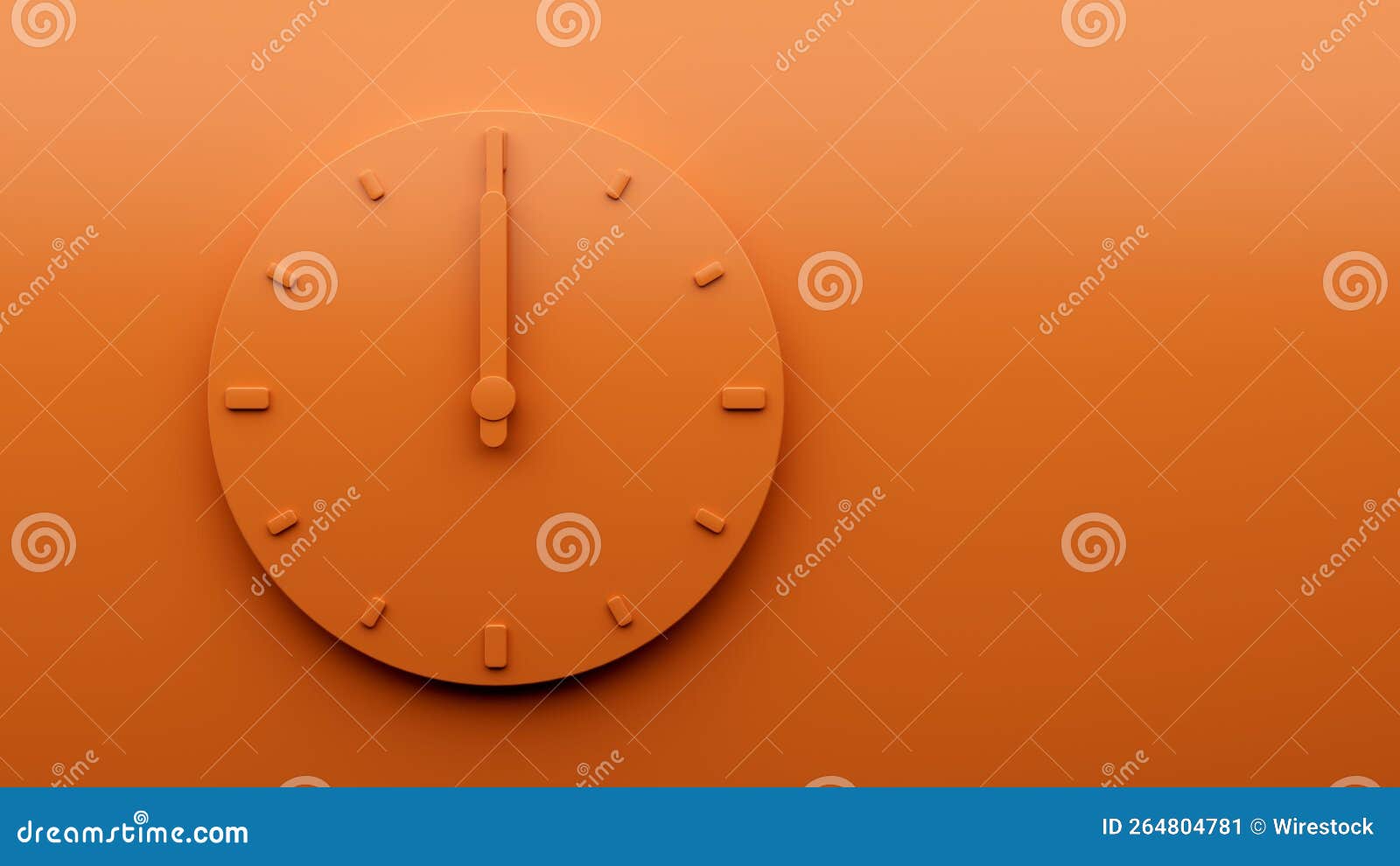 Minimal Orange Clock Twelve 12 O Clock Abstract Minimalist Wall Clock ...