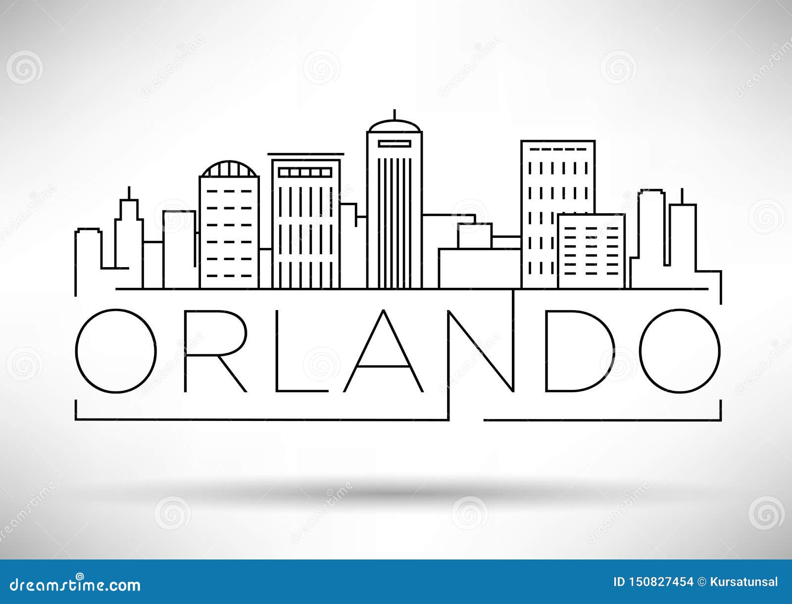 Minimal Orlando Linear City Skyline with Typographic Design Stock ...