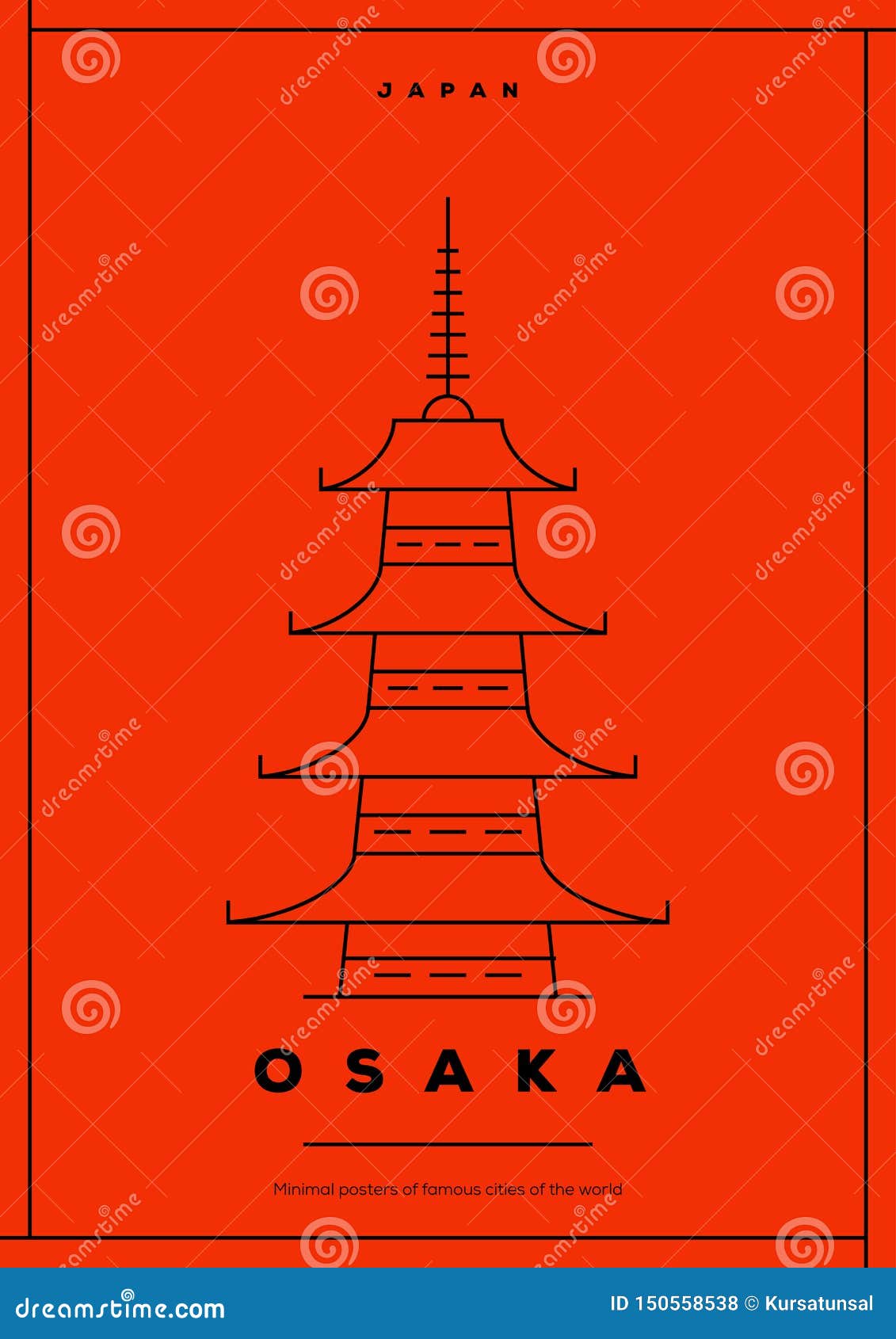 Minimal Osaka City Poster Design Stock Vector - Illustration of osaka ...