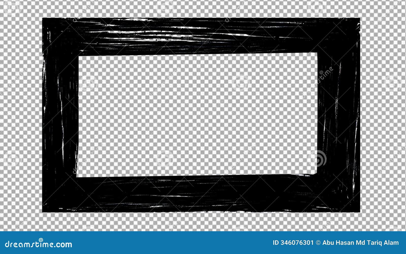 A Minimal Painted Rectangular Black Frame on a Transparent Background ...