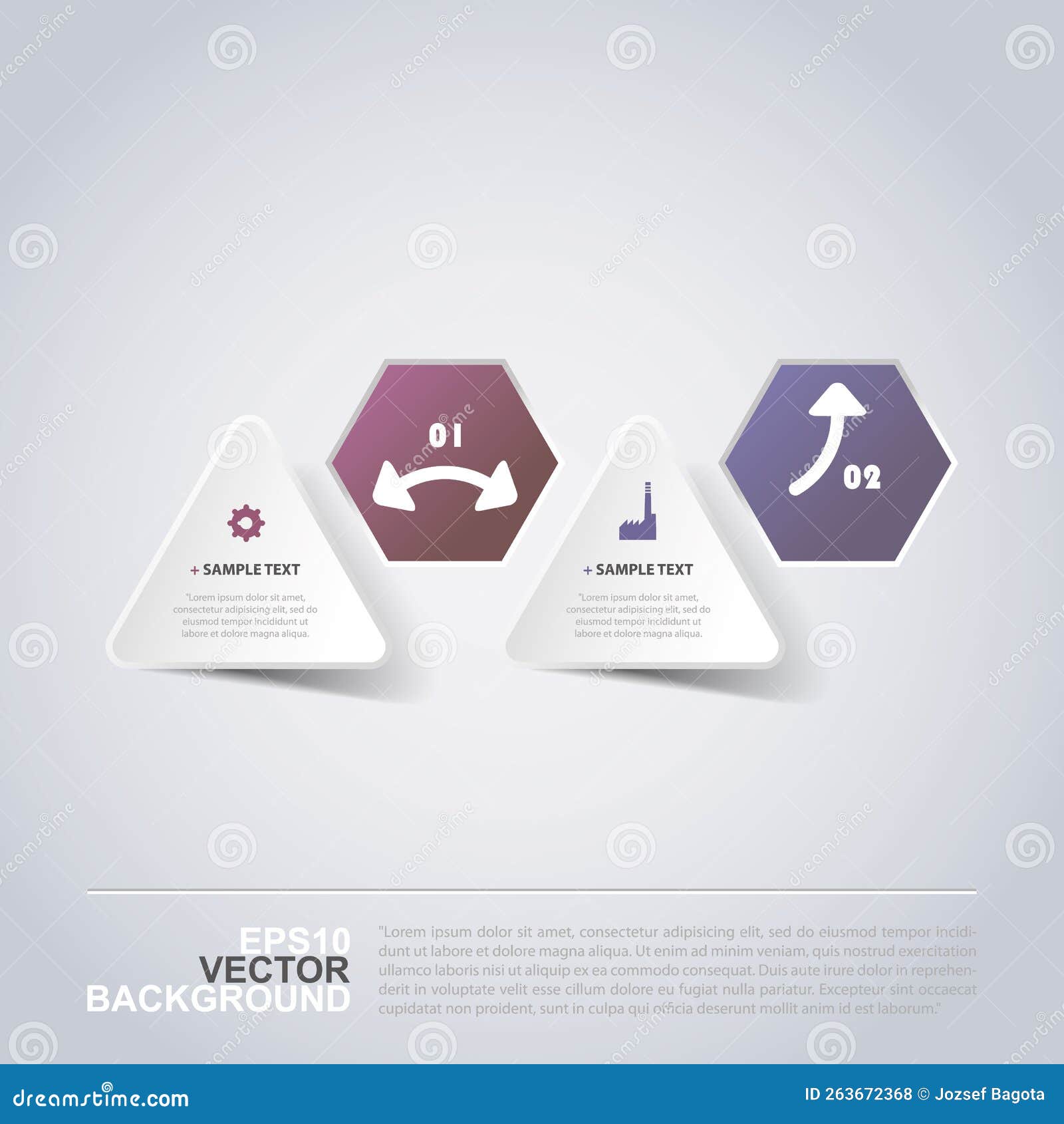 Minimal Paper Cut Infographics Design - Triangles and Hexagons Stock ...