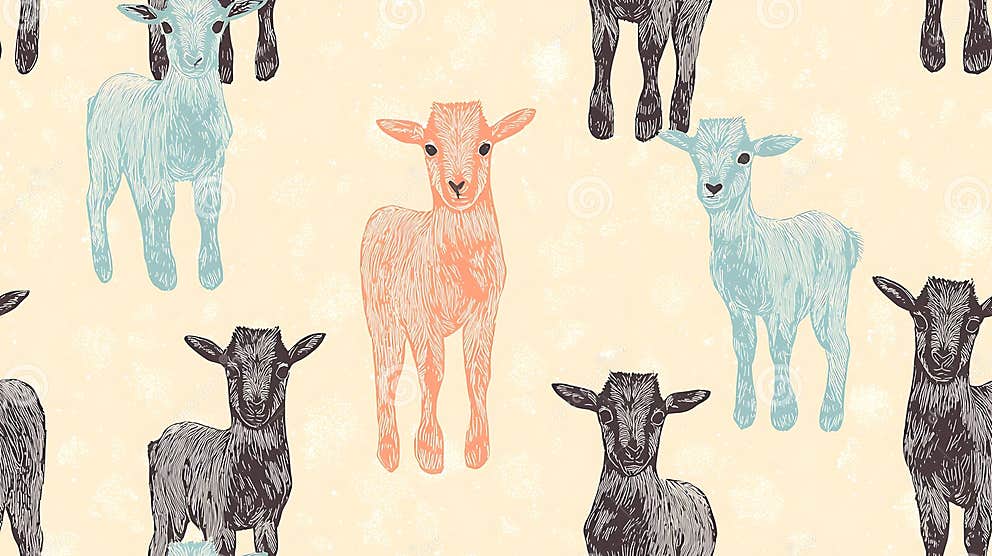 Minimal Pastel Goat Illustrations for Design Stock Illustration ...