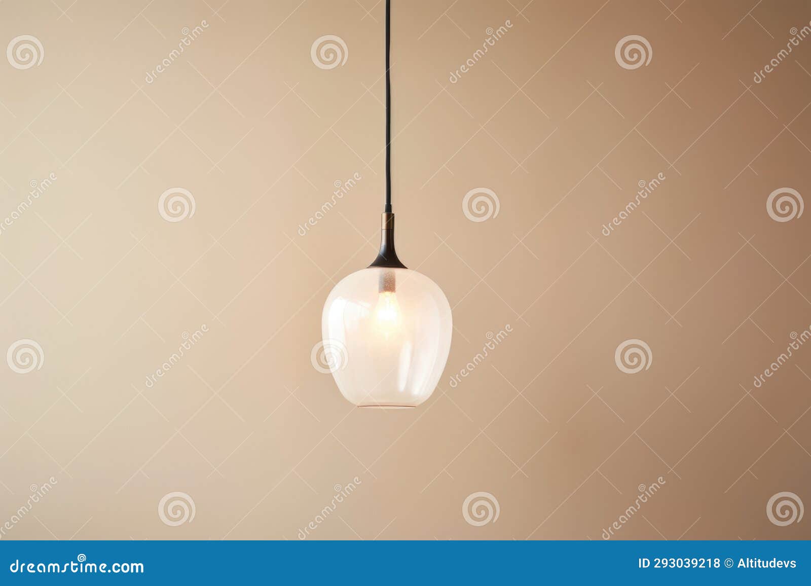 Minimal Pendant Light Fixture Against a Neutral Wall Stock Illustration ...