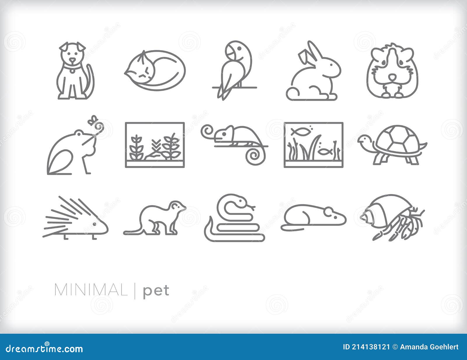 Pet Icons of Household Animal and Reptile Friends Stock Vector ...