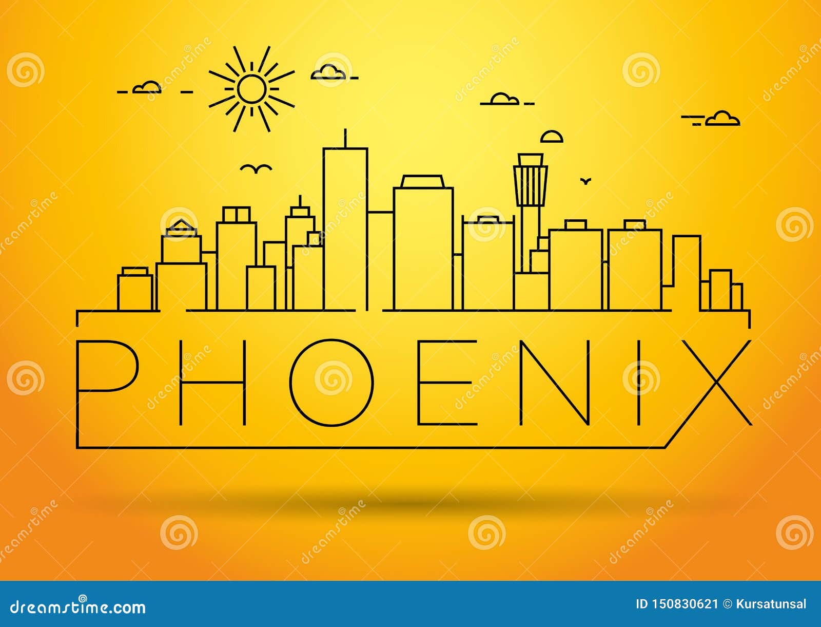 Phoenix City Skyline Silhouette Vector Logo Illustration ...