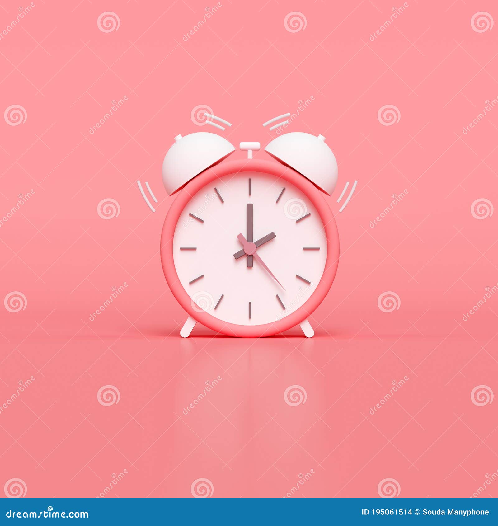 Minimal Pink Alarm Clock on Pink Background. 3D Render Stock ...
