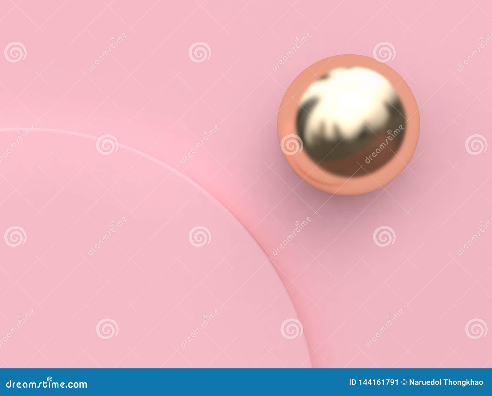 Minimal Pink Background Curve Corner Circle Gold Sphere-round Metallic ...