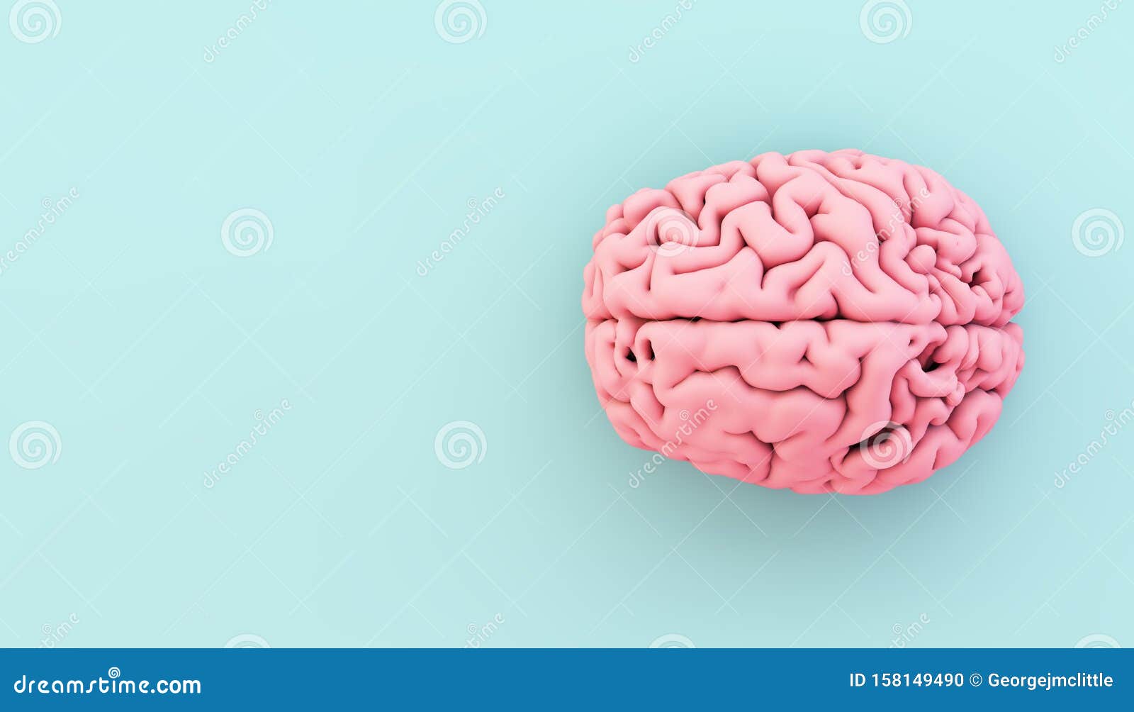 Minimal Pink Brain on Blue Background Stock Illustration - Illustration ...