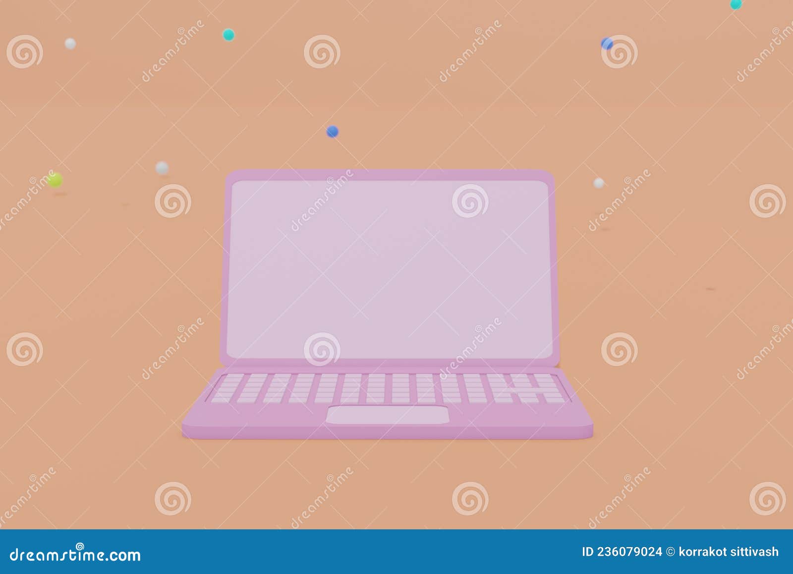 Minimal Pink Laptop Computer Blank Screen Mockup 3D Rendering Stock ...