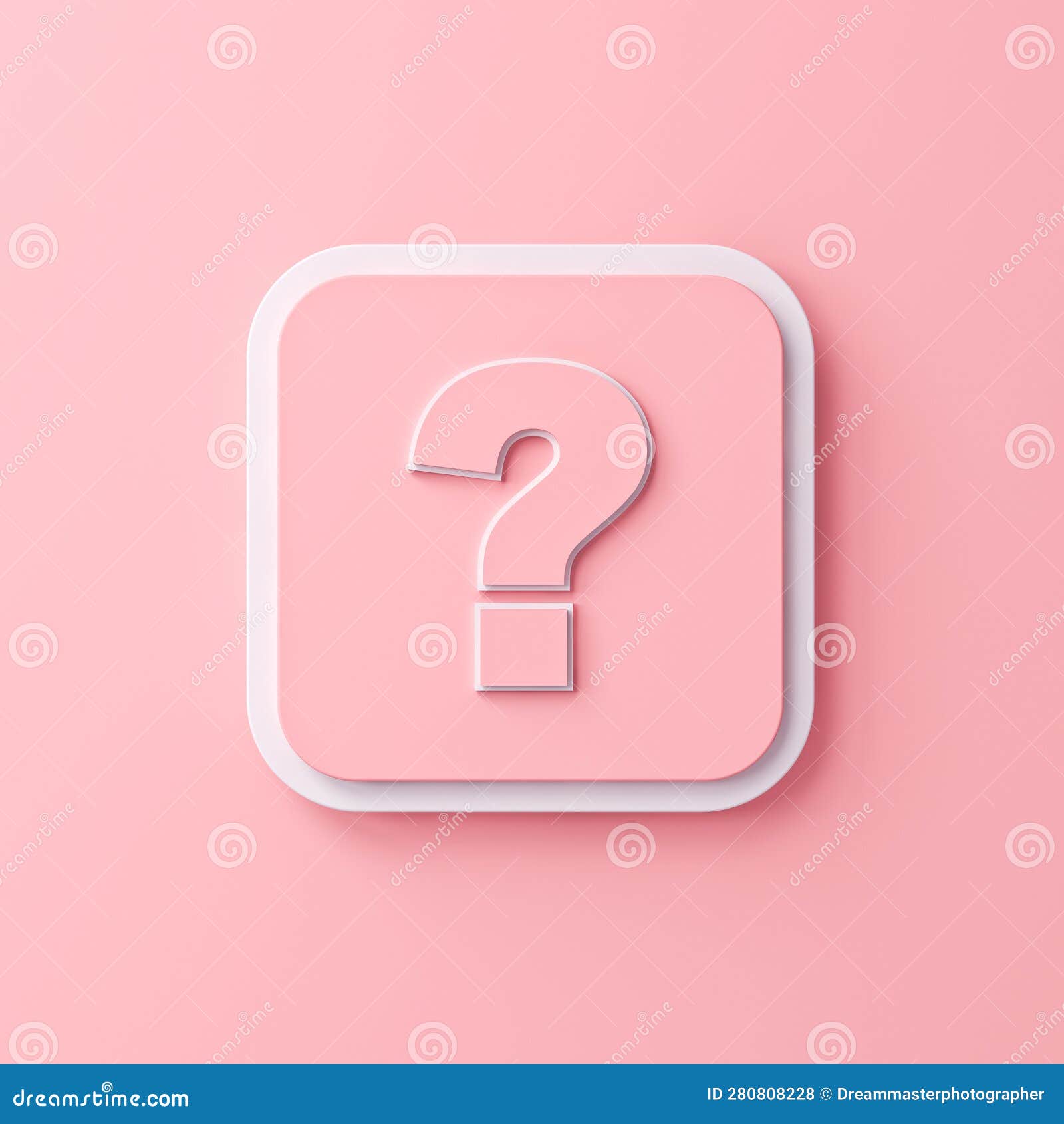 Minimal Pink Pastel Color Question Mark Sign on Round Square Frame on ...