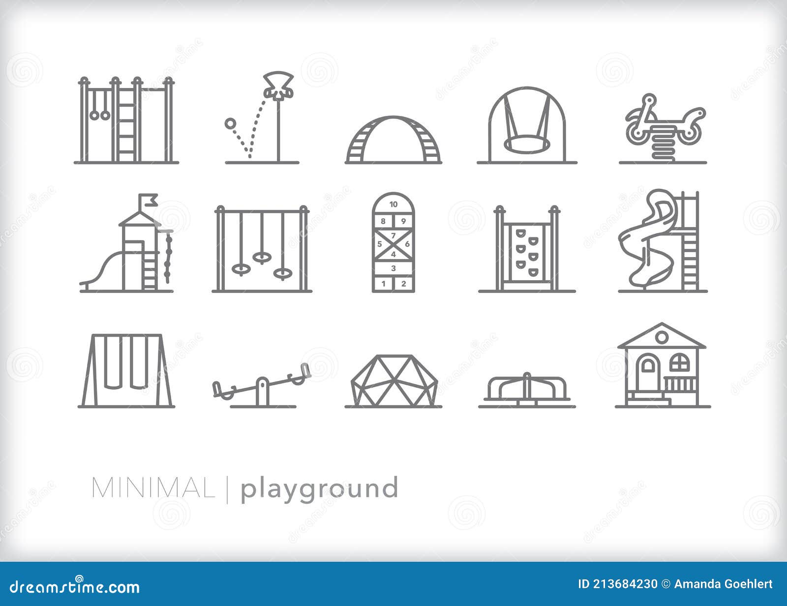 Playground Icons for Kids To Play at School or a Park Stock Vector ...
