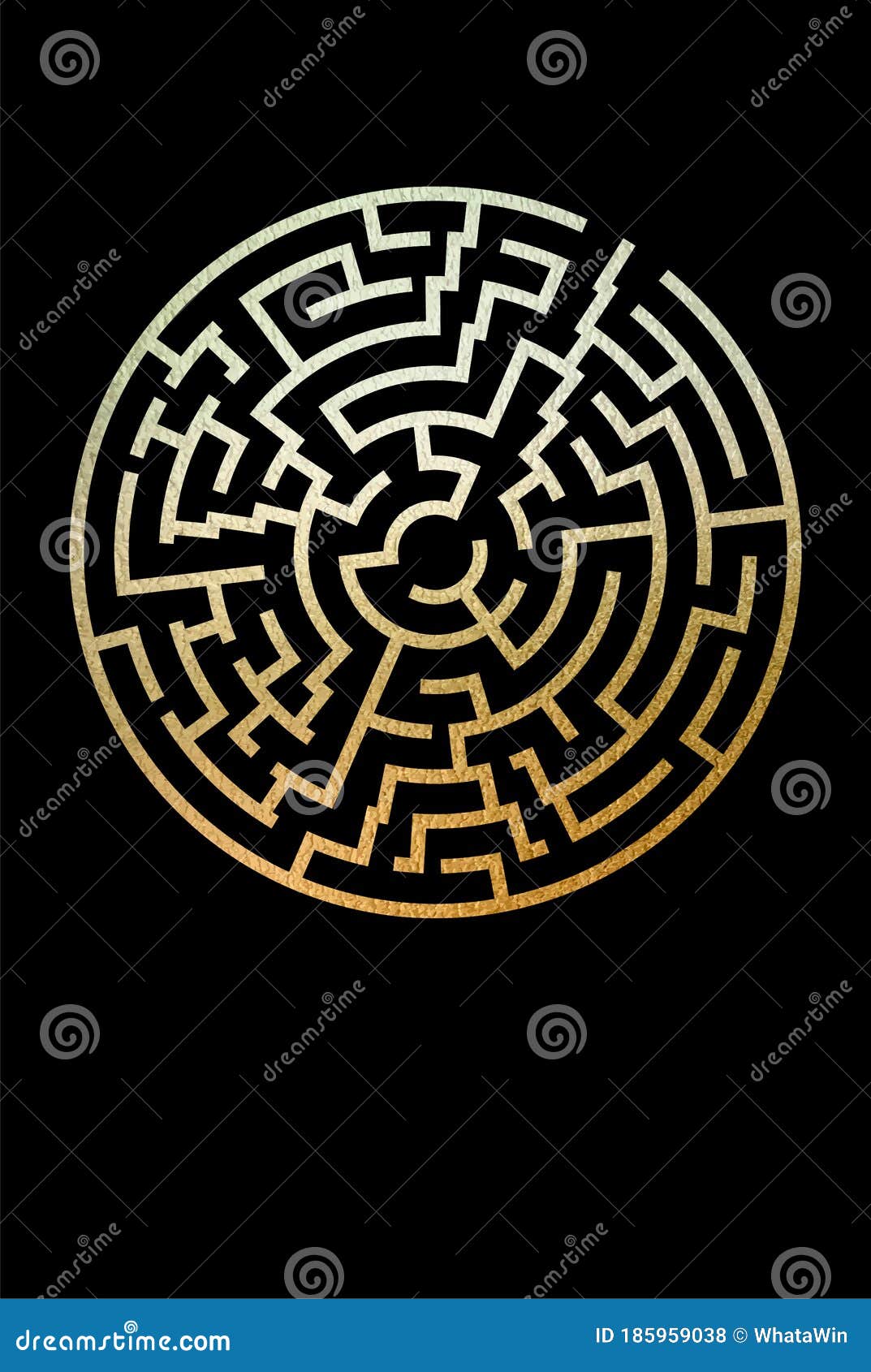 Minimal Poster with Circle Maze. Vector Design with Gold Texture Stock ...