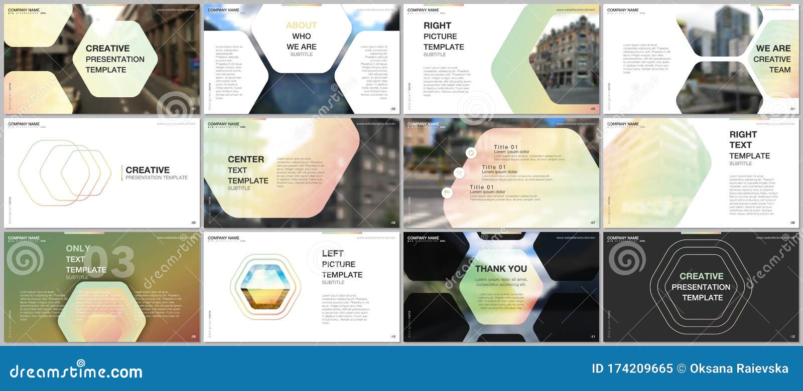 Minimal Presentations Design, Portfolio Vector Templates with Hexagonal ...
