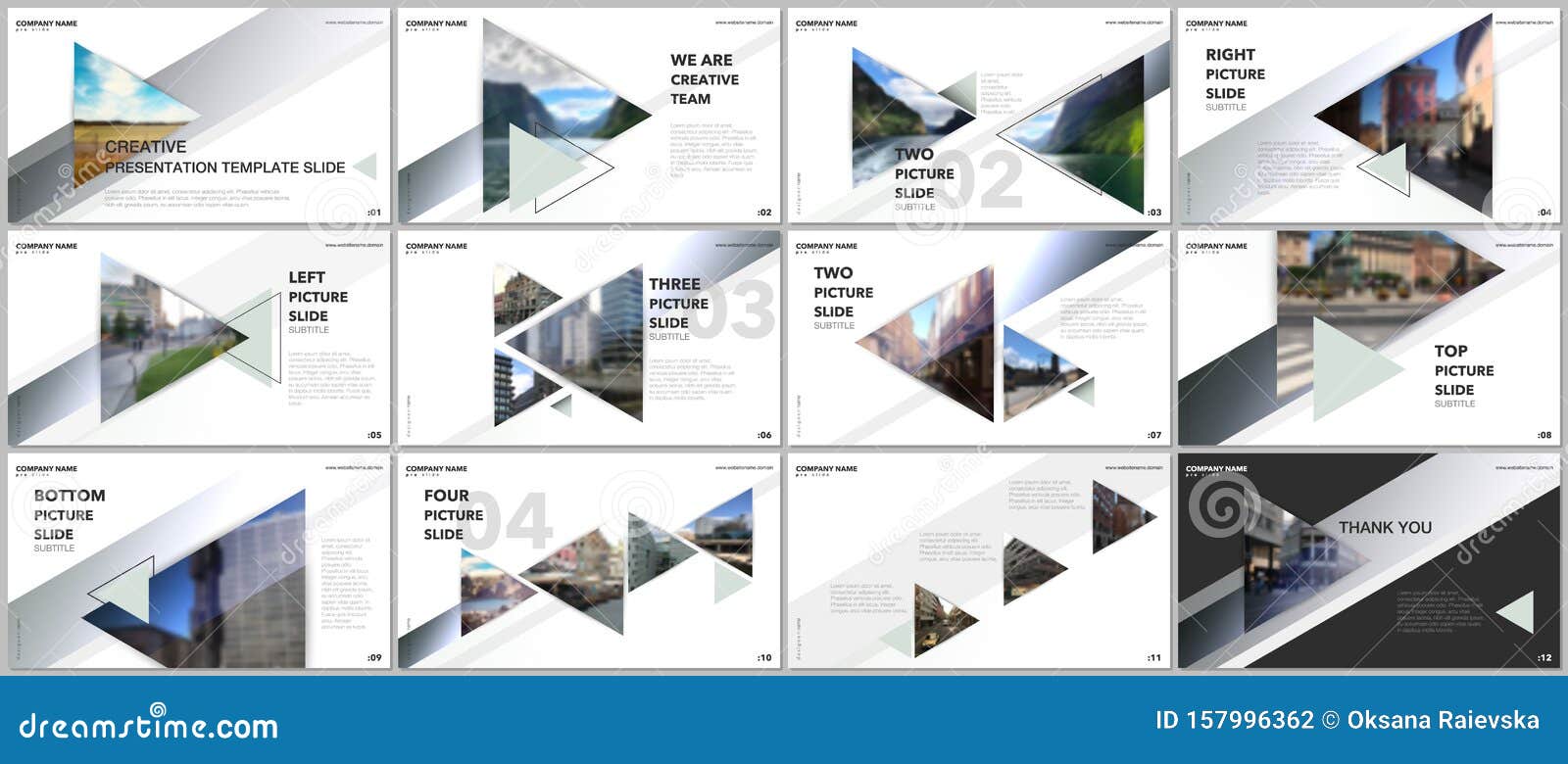 Minimal Presentations Design, Portfolio Vector Templates with Triangles ...