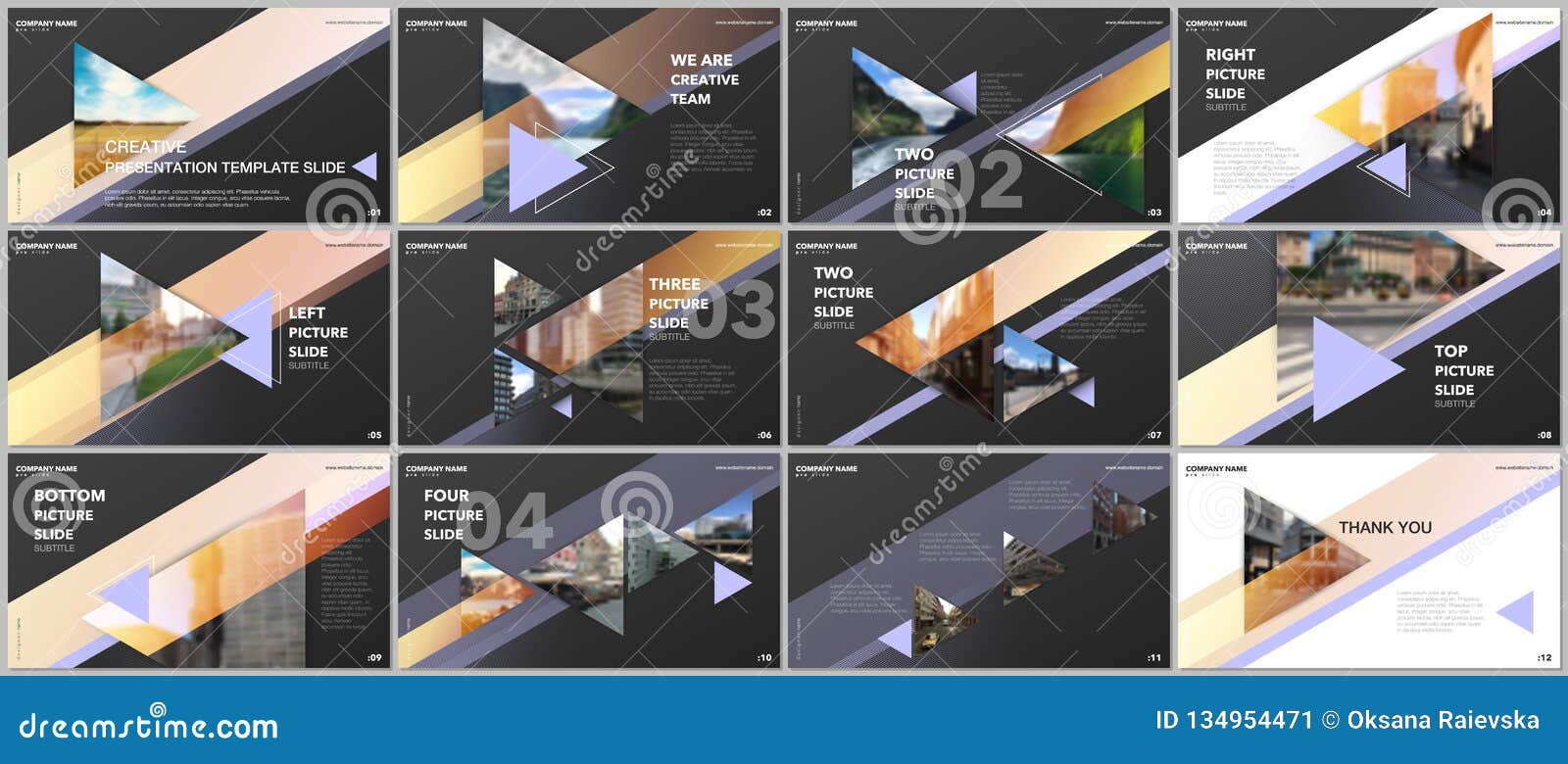 Minimal Presentations Design, Portfolio Vector Templates with Triangles ...