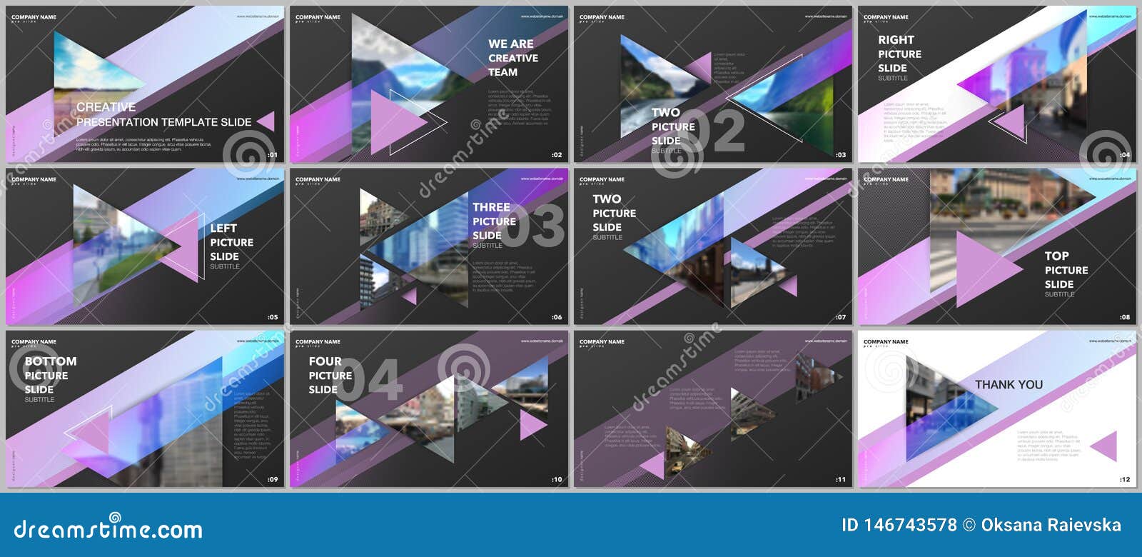Minimal Presentations Design, Portfolio Vector Templates with Triangles ...