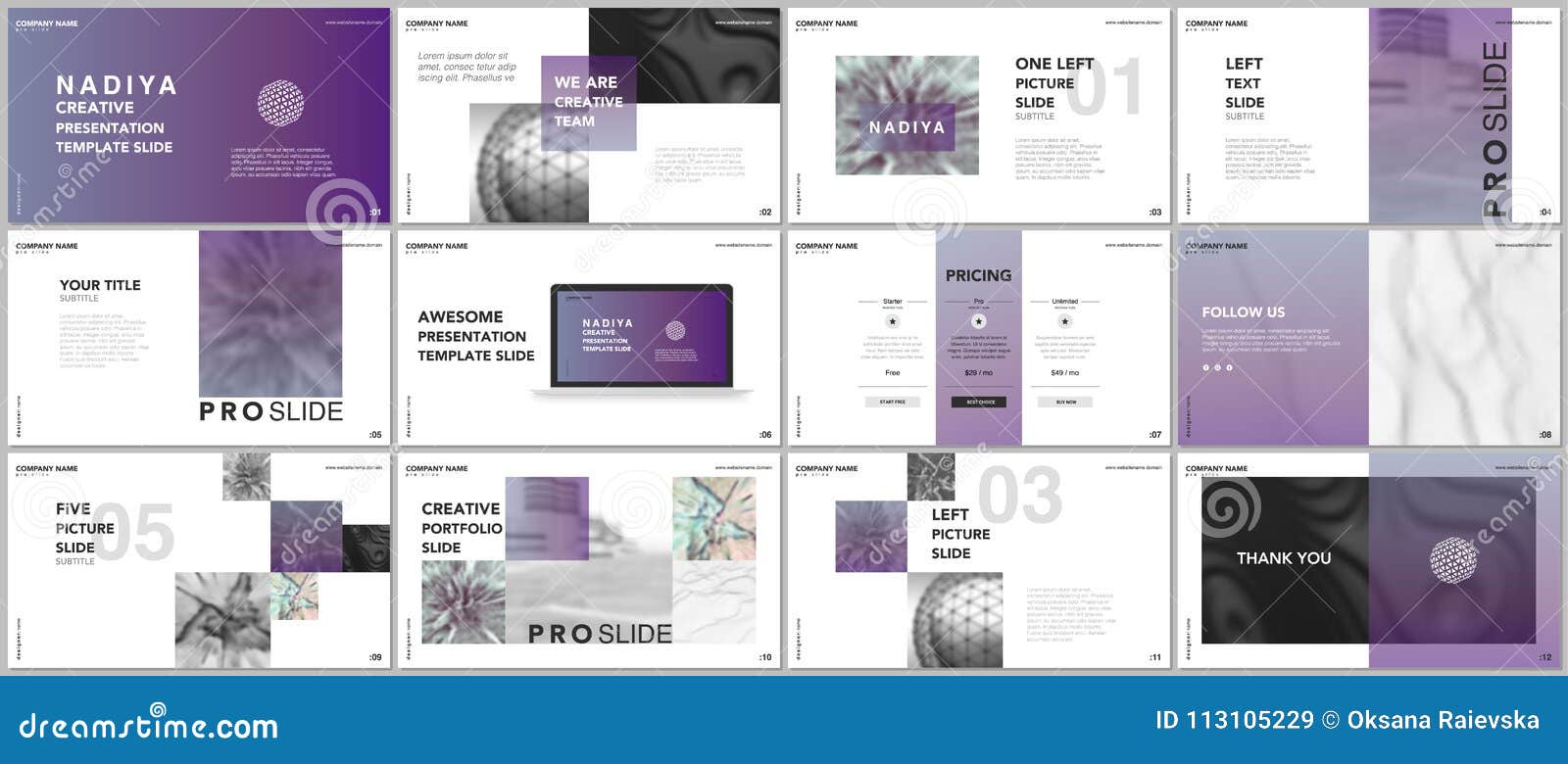 Minimal Presentations, Portfolio Templates. Blue Elements On A White ...