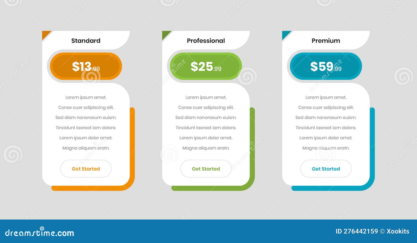 Minimal Pricing Comparison Chart Web Ui Template Design Stock Vector ...