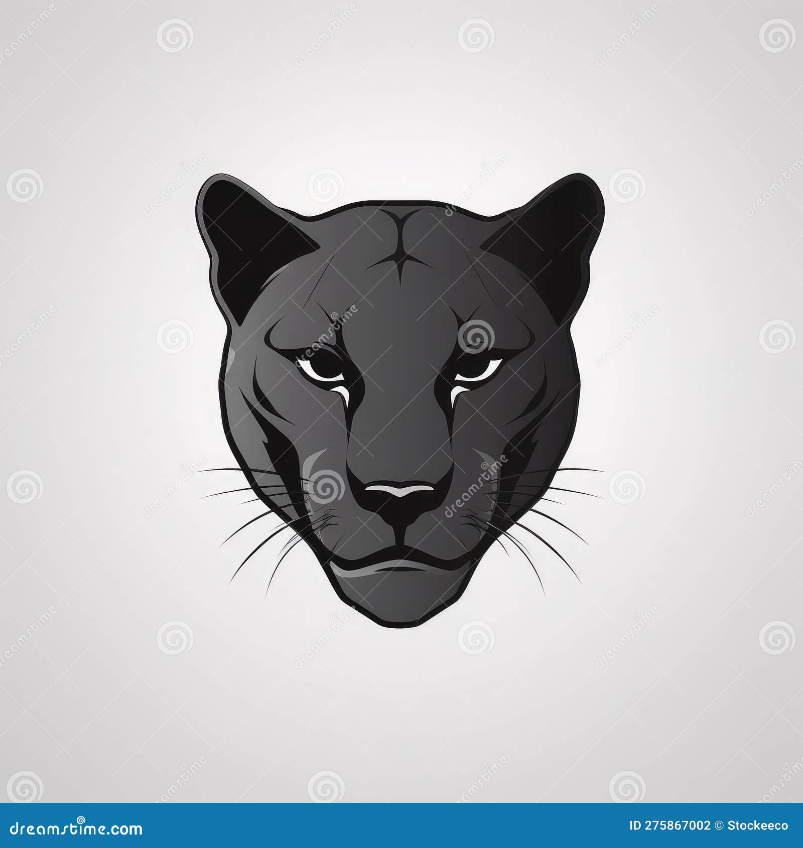 Minimal Puma Logo In Black And White Silhouette Royalty-Free Stock ...