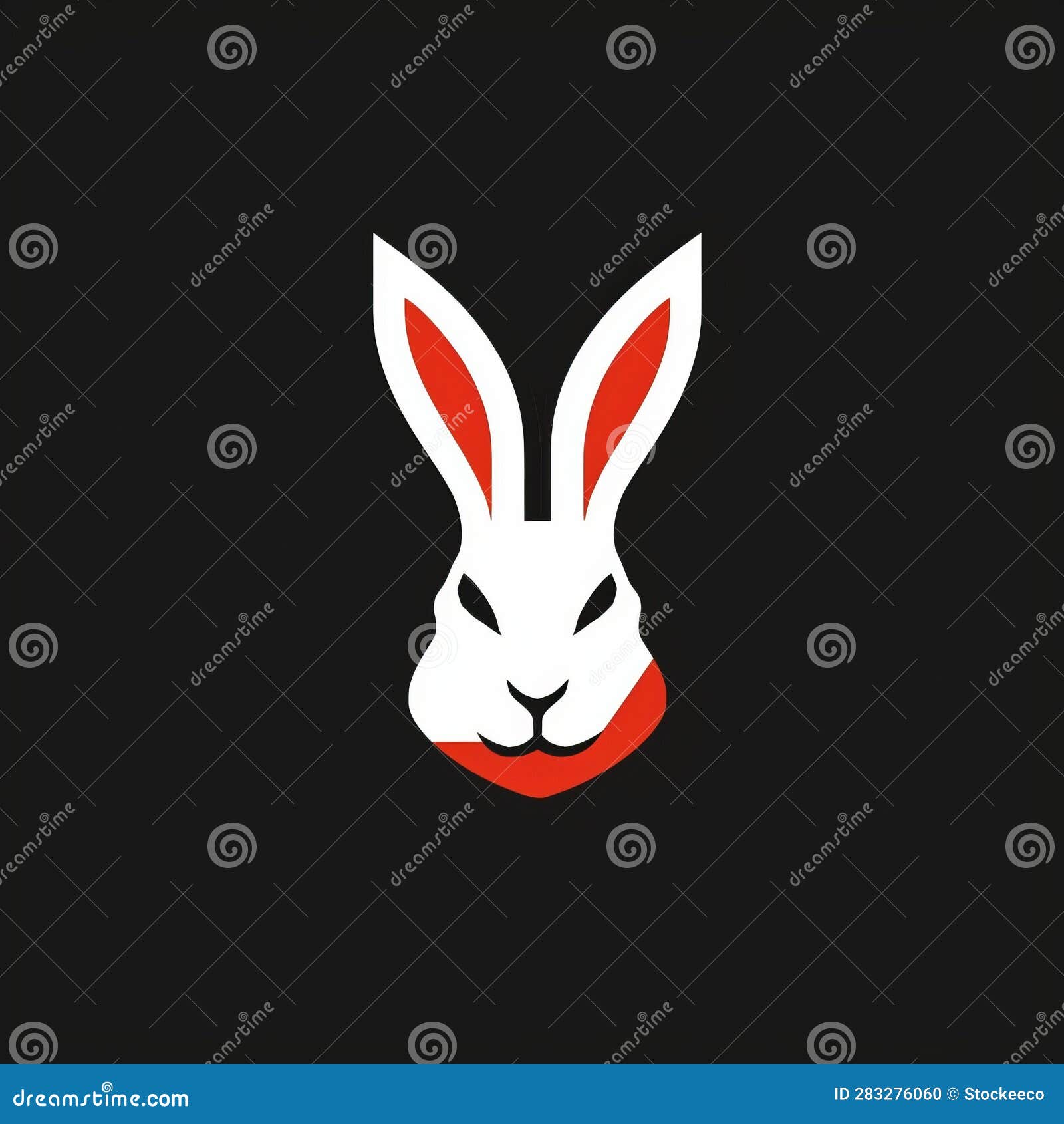 Minimal Rabbit Logo Design with White and Red Details Stock ...