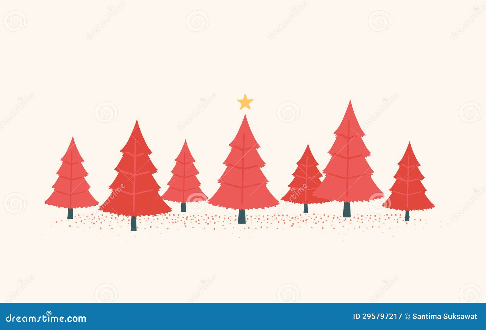 Minimal Red Christmas Tree Vector Background Illustration Stock ...