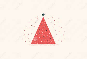 Minimal Red Christmas Tree Vector Illustration Stock Vector ...