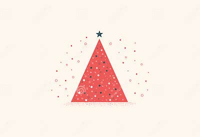 Minimal Red Christmas Tree Vector Illustration Stock Vector ...