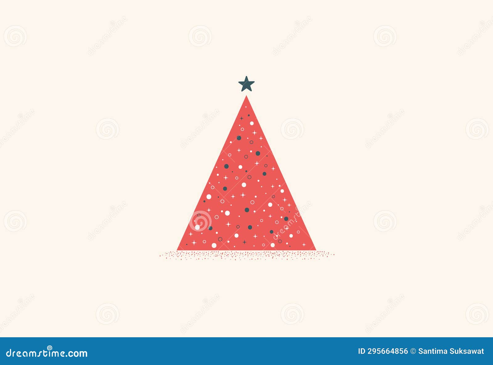 Minimal Red Christmas Tree Vector Illustration Stock Vector ...