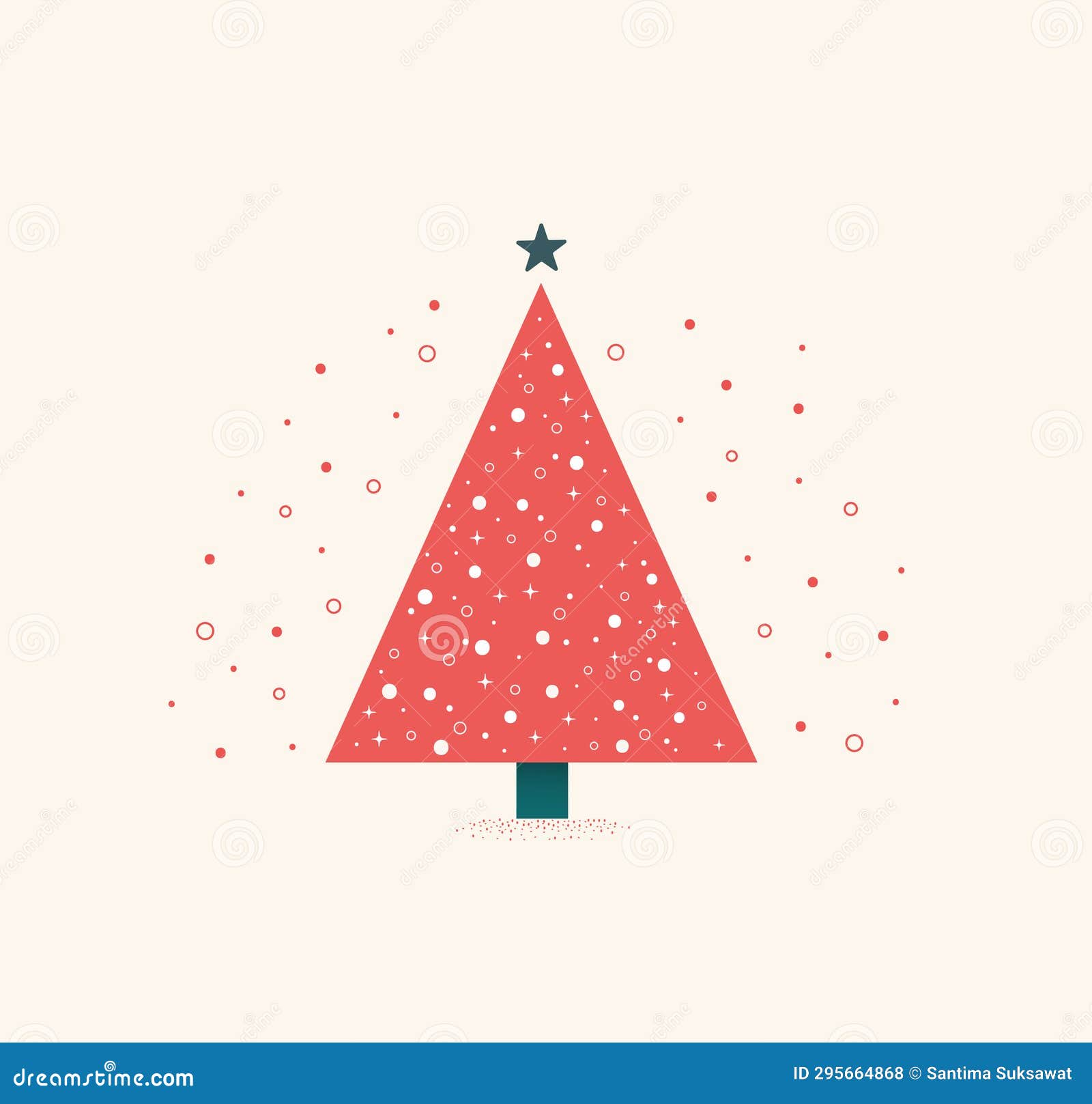 Minimal Red Christmas Tree Vector Illustration Stock Vector ...