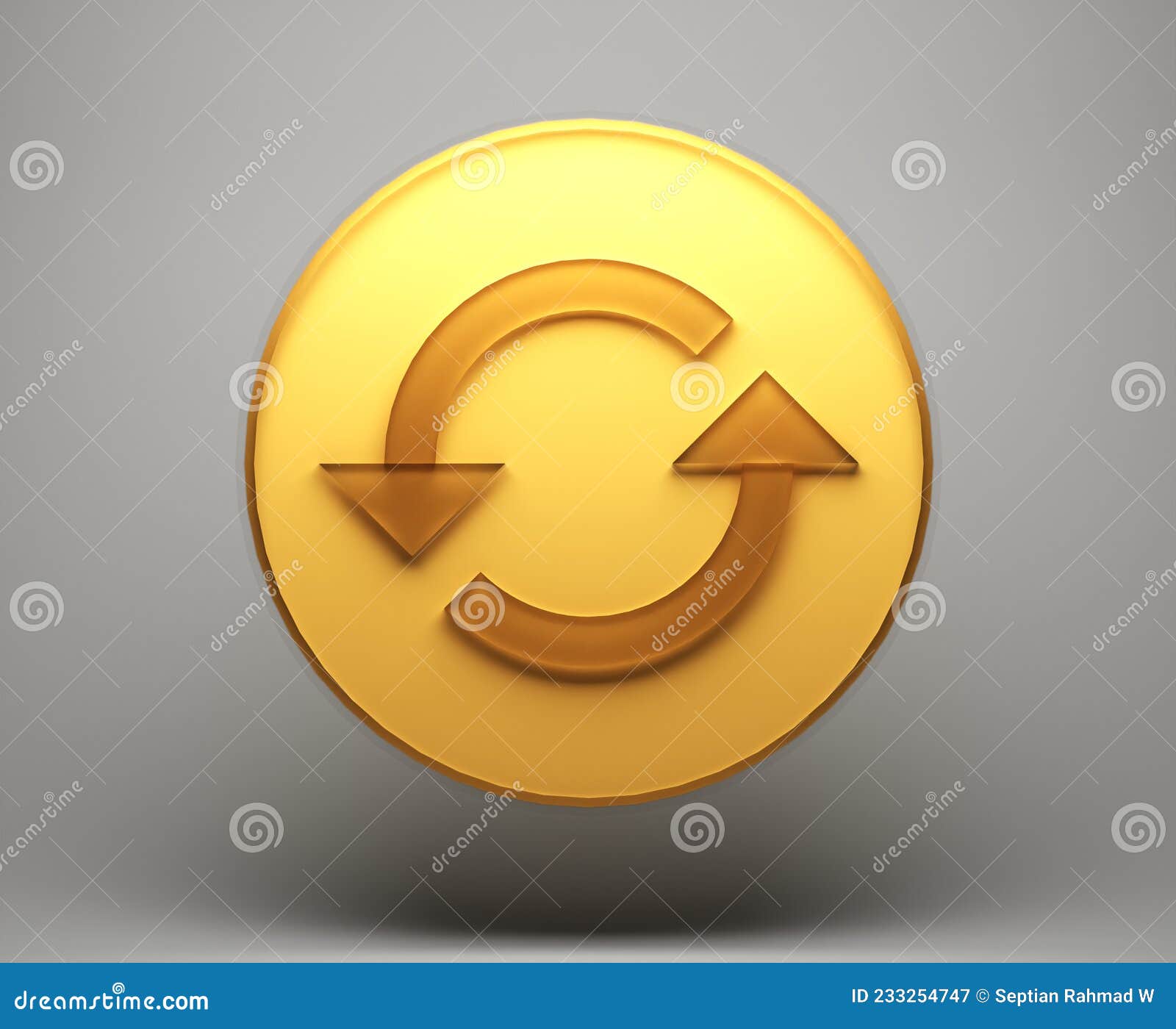 Minimal Refresh Symbol on Yellow Background. 3d Rendering Stock ...