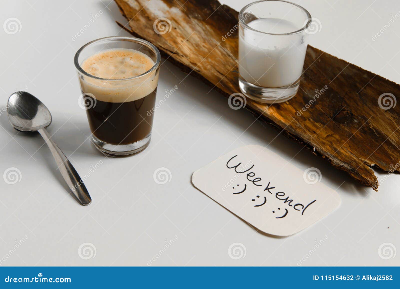 Minimal Refreshment Break for Two. Iced Coffee and Milk Cup Stock Photo ...